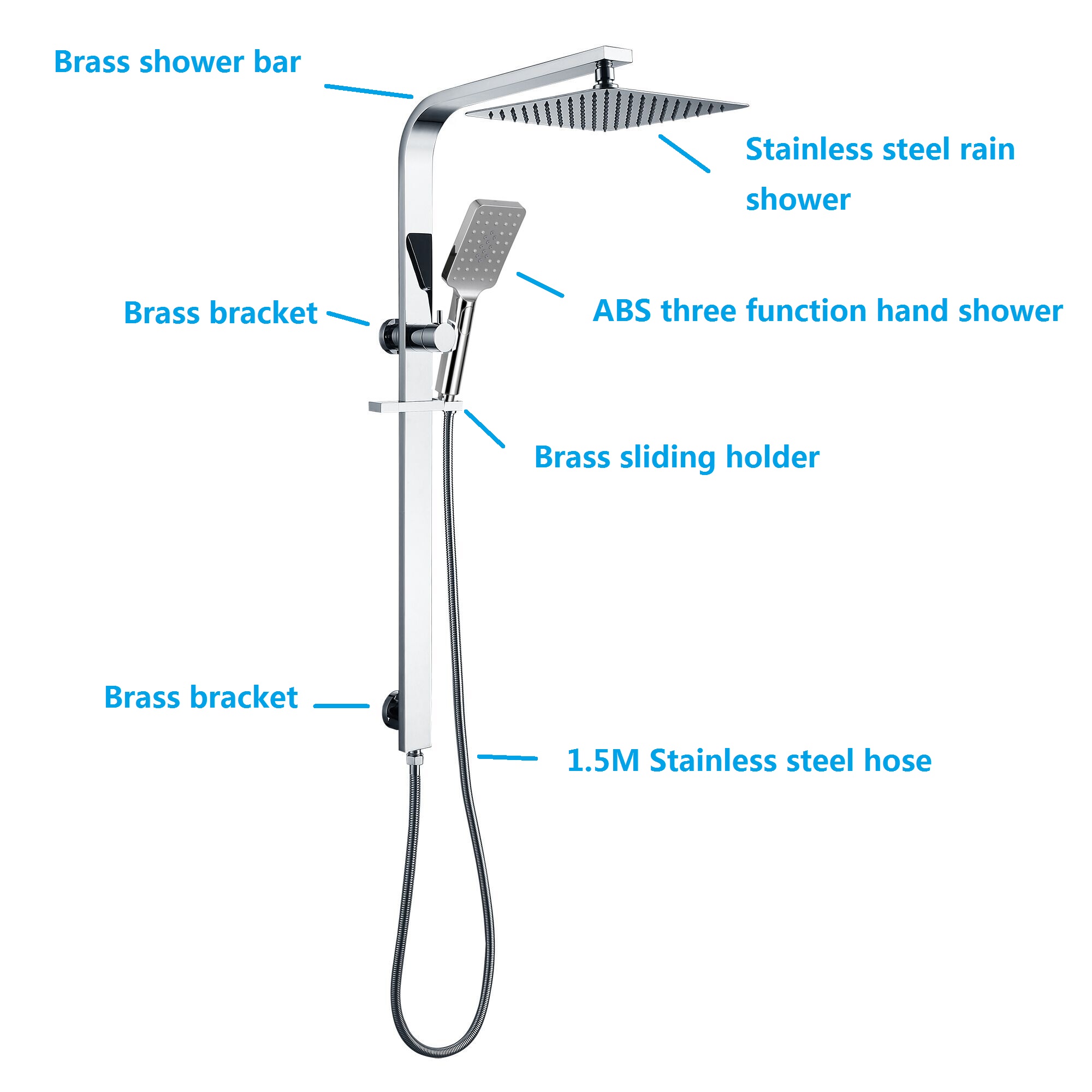 Exposed Square Shower Fixture With Hand Spray Chrome, High Quality ...
