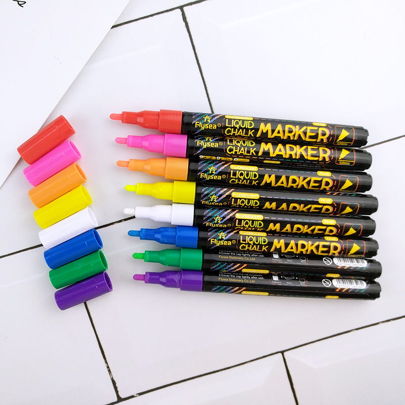 Flysea Neon Color Chalk Markers - Erasable Marking Pens In 1mm, 3mm ...