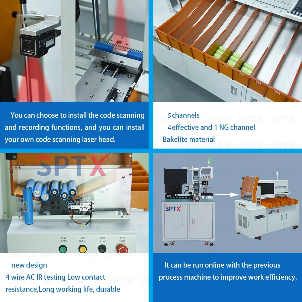 5 Channels Cylinder Battery Cell Sorting Machine For 32140 And 33140 ...