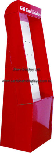 Red Pos Corrugated Cardboard Floor Displays Stands With Hooks For ...