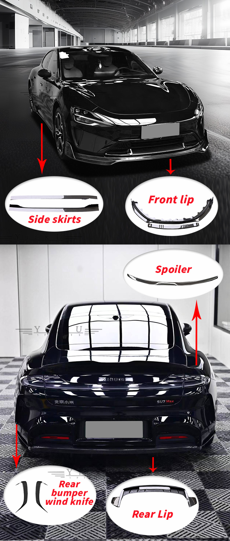Xiaomi Su7 Carbon Fiber Body Kit: Front Shovel, Rear Lip, Side Skirt ...