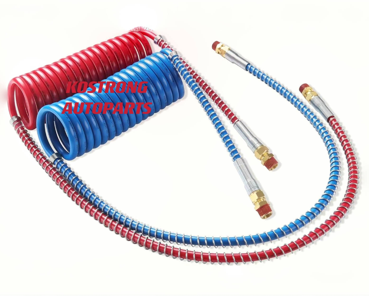15ft Coiled Air Hose Set Red & Blue For American Tractor And Trailer ...