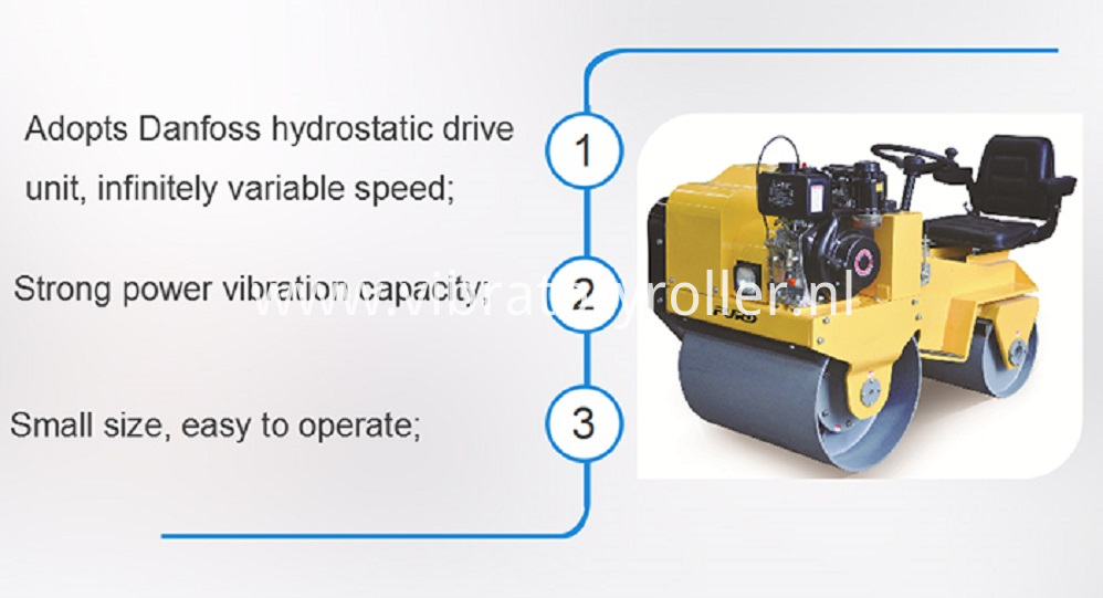 Small Two Wheel Compaction Roller With Hydrostatic System