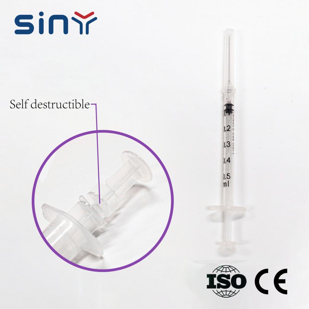 Sterile 3 -parts Luer Lock Self-destructing Syringe, High Quality ...