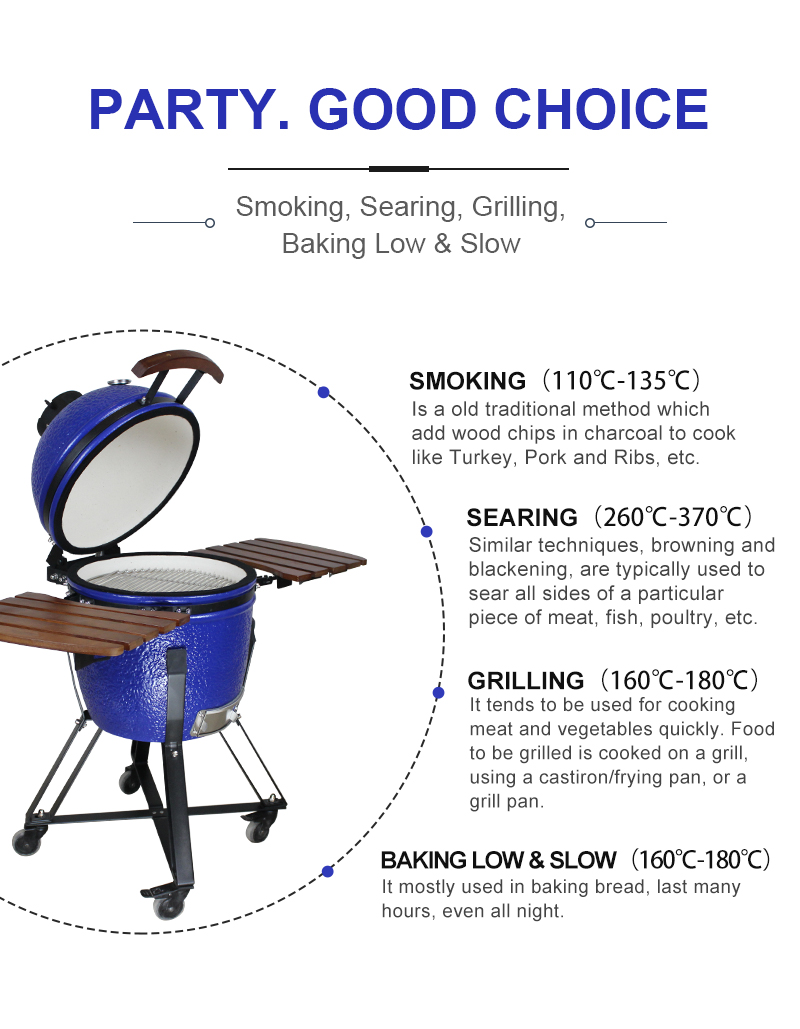 Seb Kamado Blue Ceramic Grill Bbq Kamado Xxl Smokers Charcoal Barbecue ...