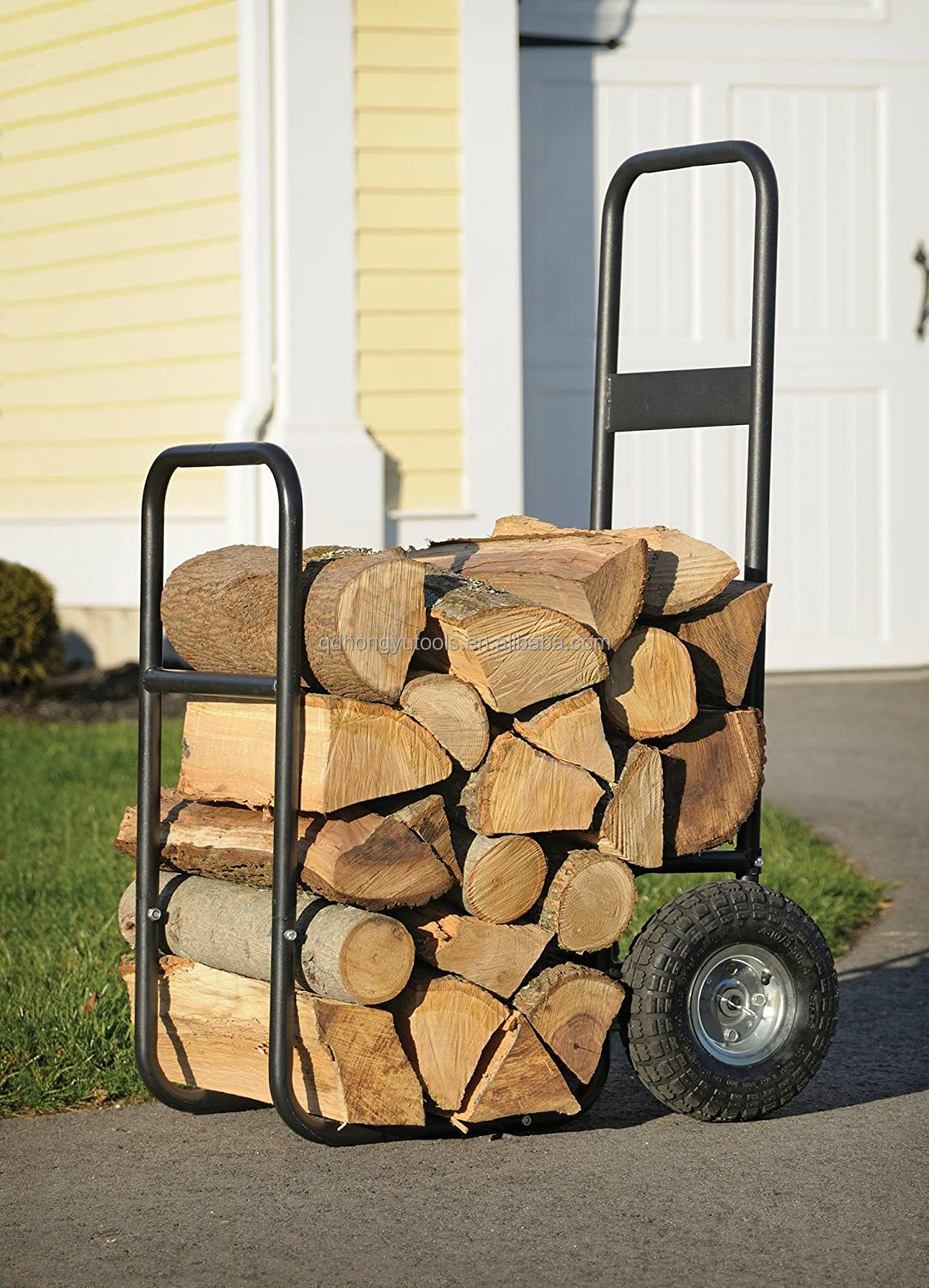 Firewood Cart: Wood Hauler And Log Carrier With Rolling Wheels For ...