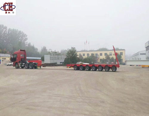 7 Axles Gooseneck รถพ่วงพื้นเรียบแบบขยายได้ คุณภาพสูง 7 Axles Gooseneck ...