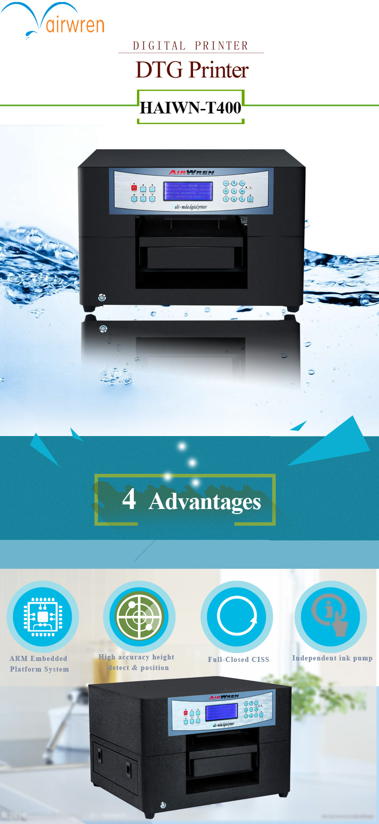 Airwren Dtg Flatbed Printer A4 Size Small Direct To Garment Digital ...