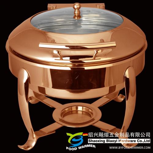 Small Round Copper Chaifng Dish Buffet Frame, High Quality Small Round ...