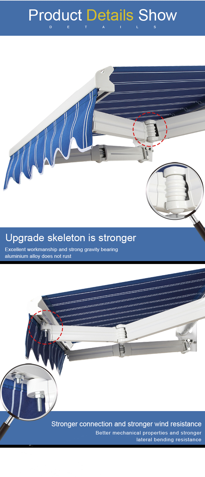 Fashion Design Heavy Duty Wall Installing 6/2 Meters Awning Canopy ...