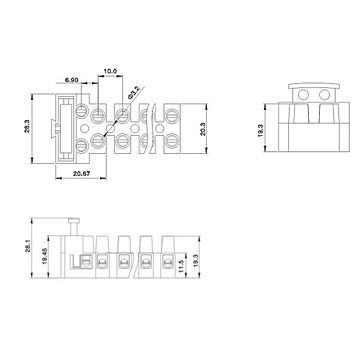 10a Feed Through Terminal Block Connector With 10.0mm Pin Spacing, 450v ...