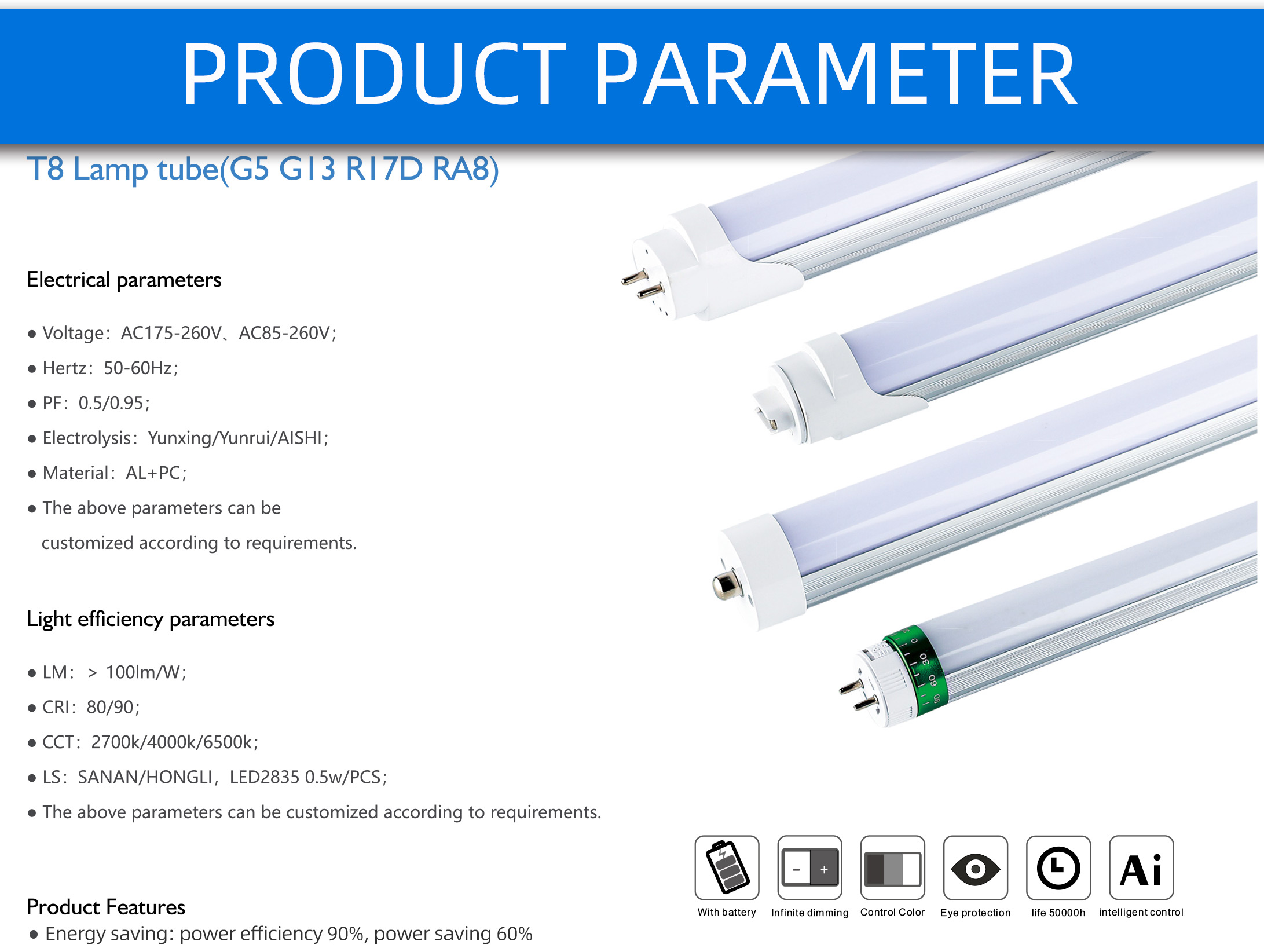T5 T8 Led Tube Lamps - 9w 18w 24w 36w Recessed Linear Lighting, High ...