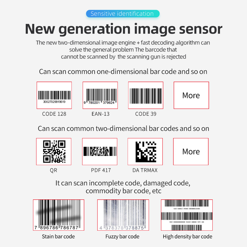 1680s Wired 1d/2d Bar Code Reader Scanner - Portable Qr Pdf417 Barcode ...