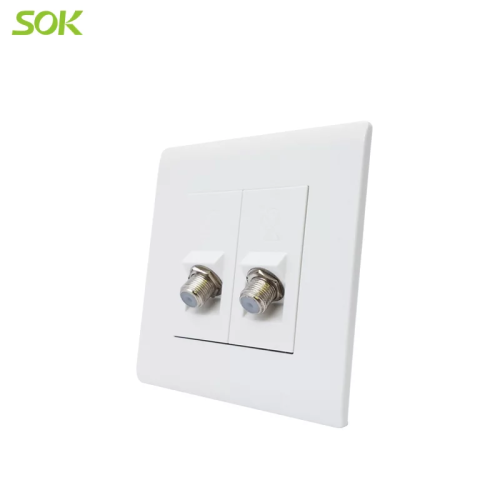 2gang Tv Satellite Socket Outlets 45degrees Power Outlet, High Quality ...
