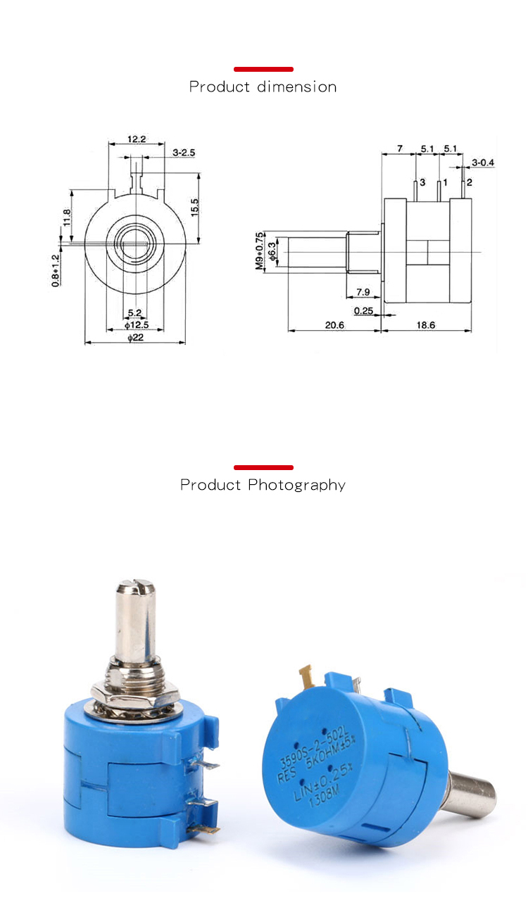 Precision Multi-turn Winding Potentiometers 3590s-2 103l 102l 502l 503l ...