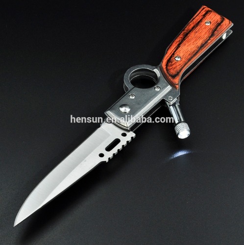 Folding Pakkawood Handle Pocket Knives With Led Light, High Quality ...