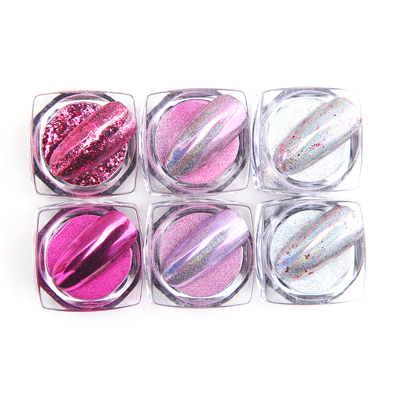 6 Box/set Nail Glitter Mirror Powder Super Shine Chrome Glitter Purple ...
