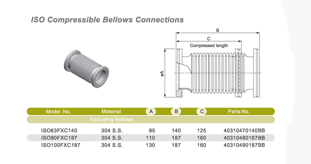 Iso Compressible Bellows Koneksi Selang Vakum, kualitas tinggi Iso ...