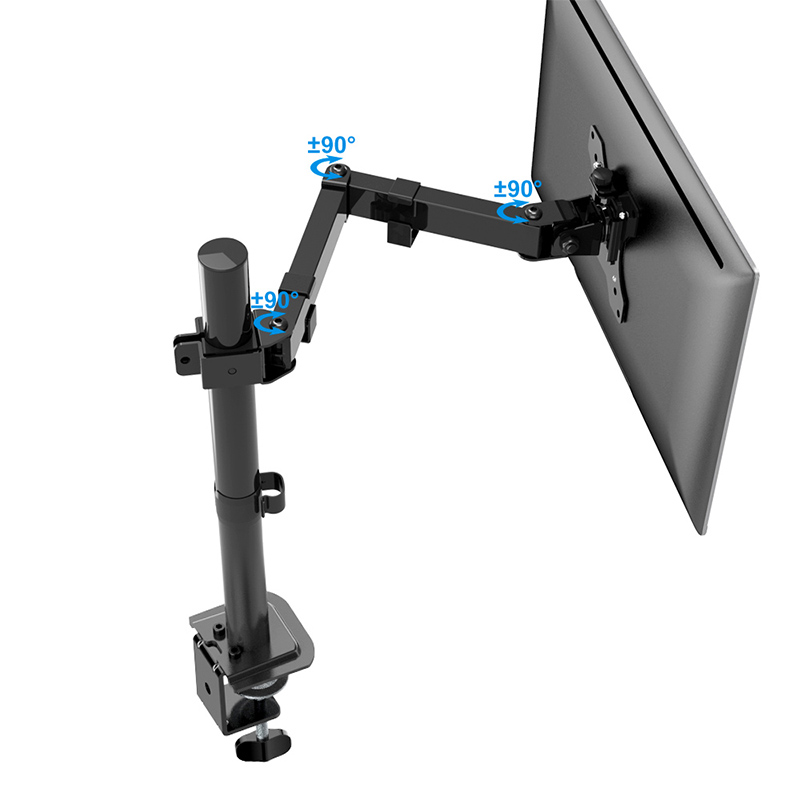 Black Grommet Fastening Height Adjustable Hinged Monitoring Arm For ...
