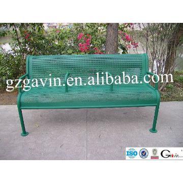 3 Seats Green Metal Garden Bench Seating With Back And Armrest, High ...