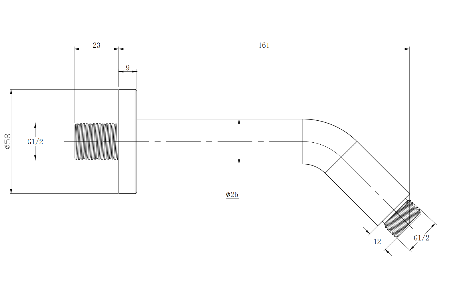 Round Standard Shower Arm, High Quality Round Standard Shower Arm on ...