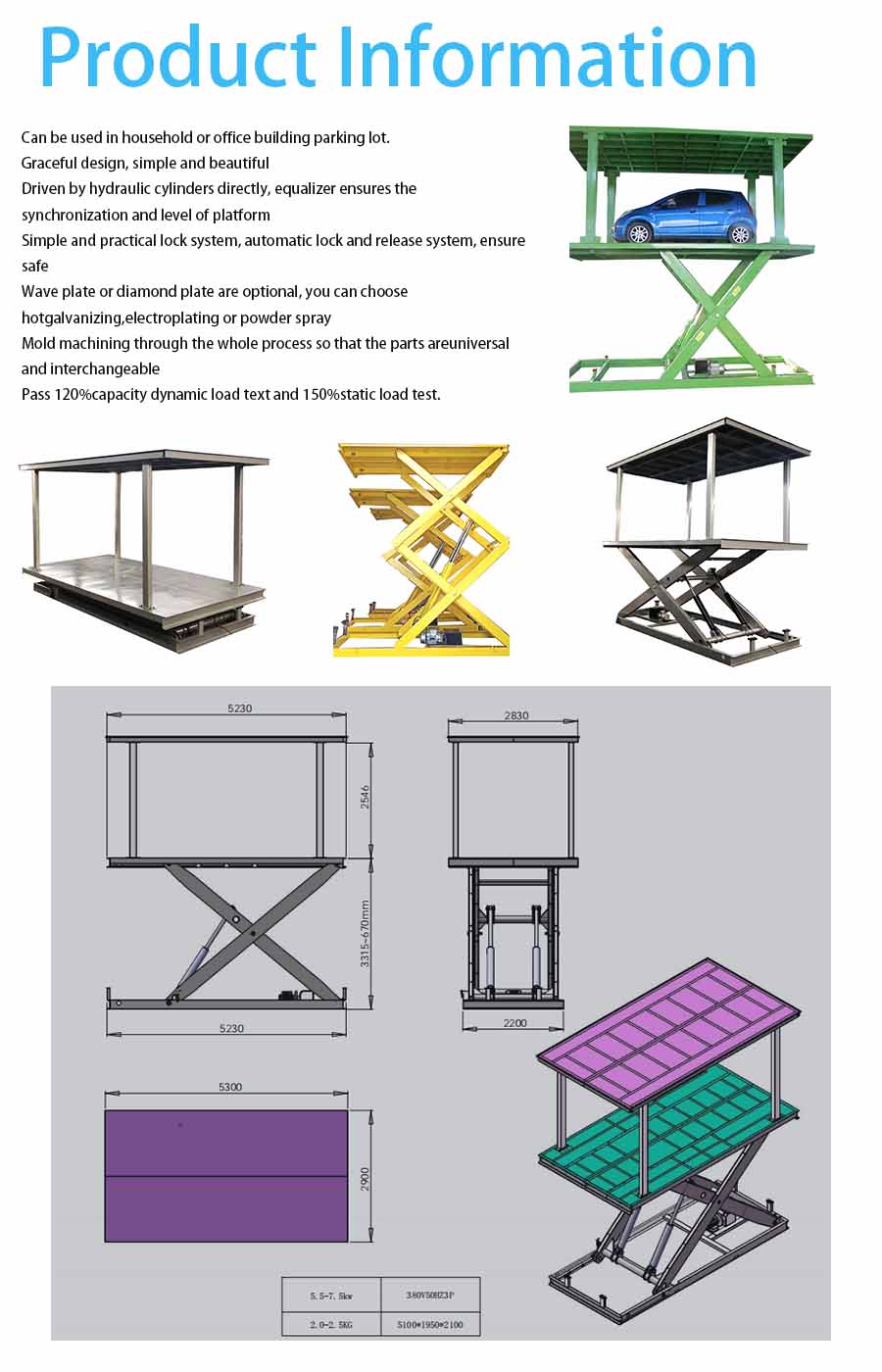Hidden Scissor Car Vehicle Parking Table Lift Platform Elevator, High ...