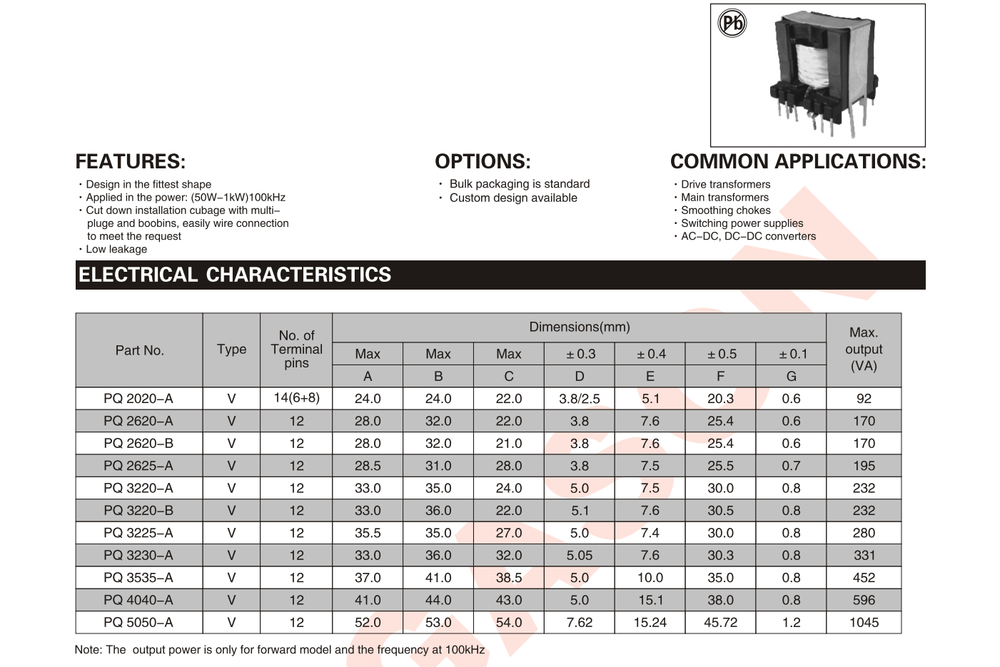 12v 230v Pq2020a Pcb Switching Transformer คุณภาพสูง 12v 230v Pq2020a ...