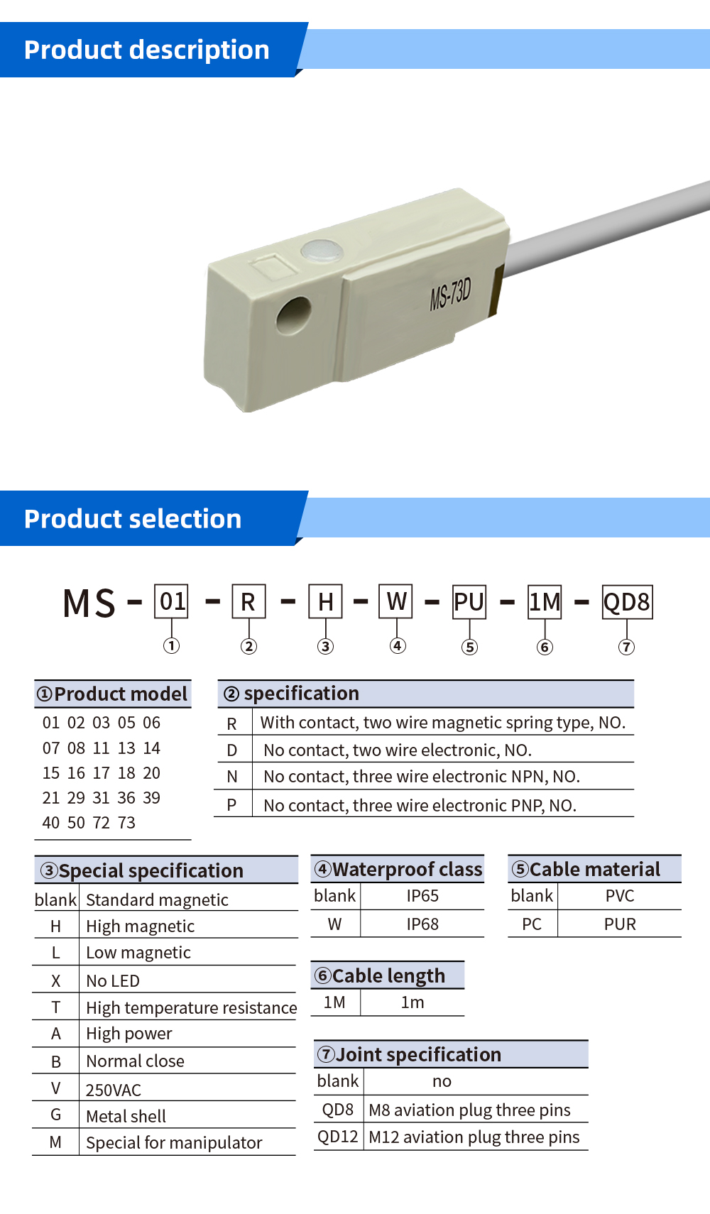 Magnetic Switch Ms-73 Series, High Quality Magnetic Switch Ms-73 Series ...