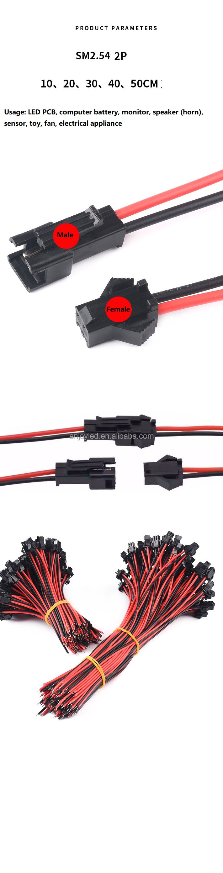 Sm Male And Female Connection Wire 2.54 Docking 2p Terminal Wire For ...