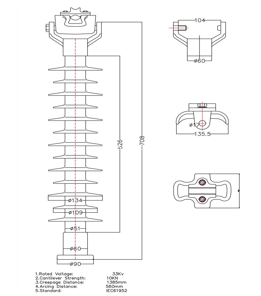 Polymer Line Post Insulators สำหรับการใช้งาน 33kv คุณภาพสูง Polymer ...