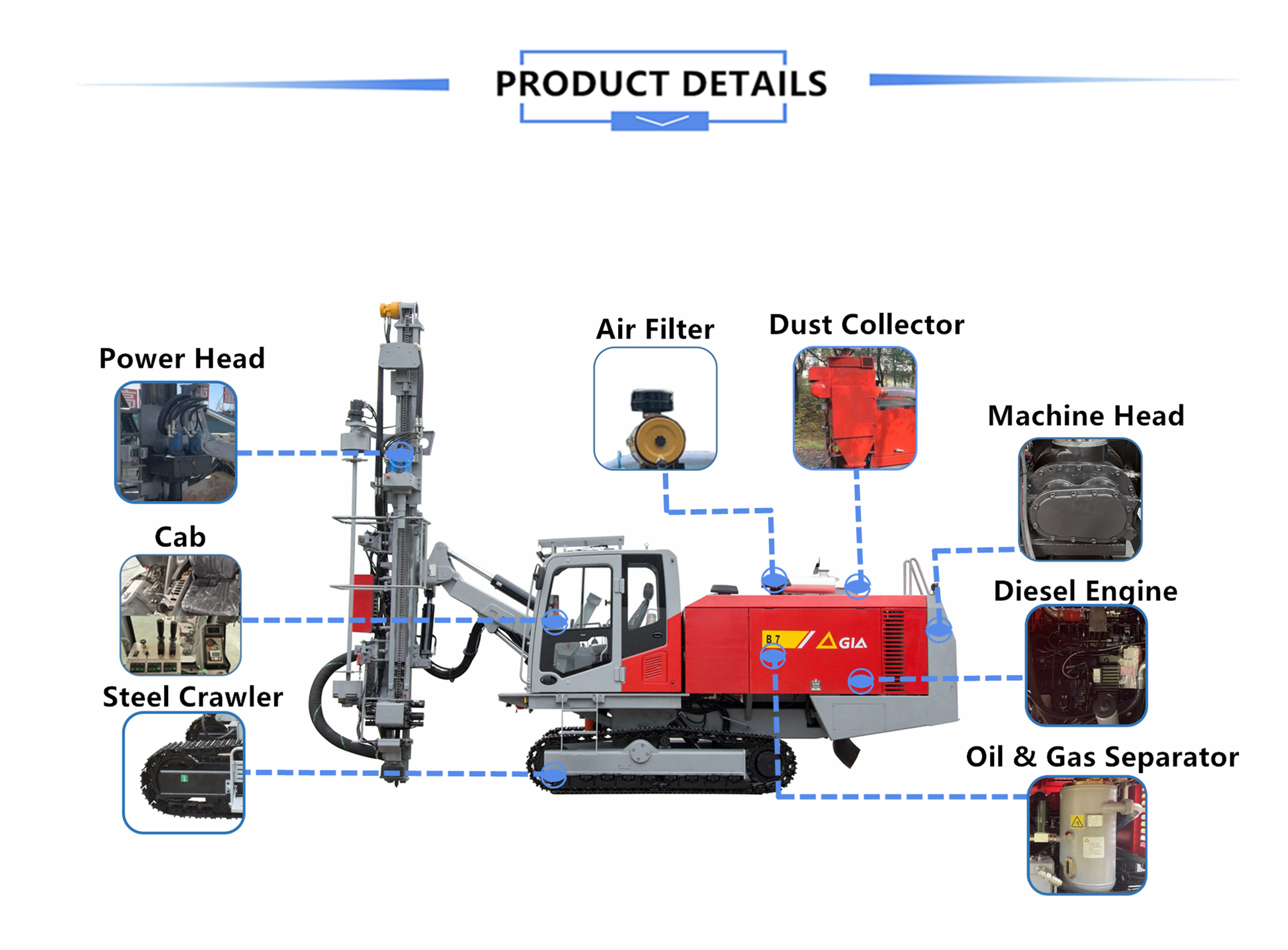 Hydraulic Crawler Dth Drilling Rig For Mining Blasting Holes Up To 30m ...