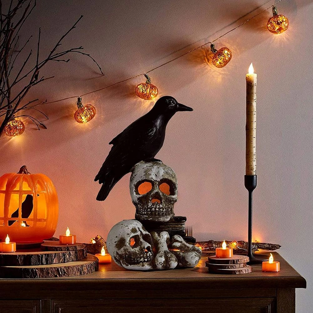 Perched Raven On Skull Halloween Home Decor Gift Supplier, Supply ...