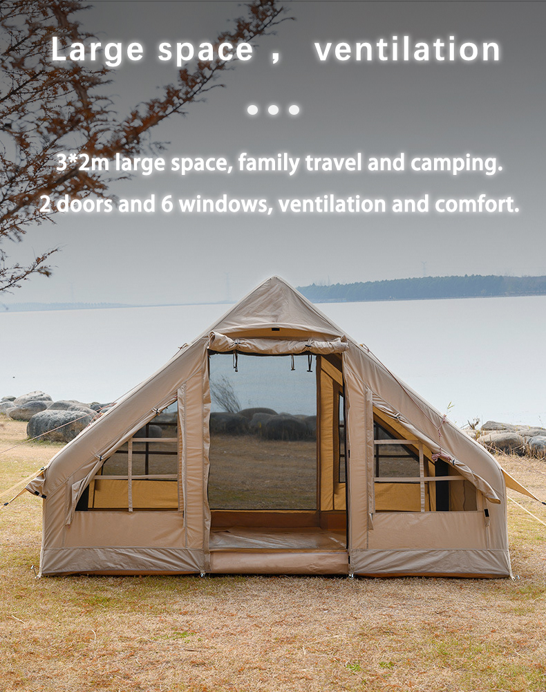 Air Pole Inflatable Glamping Tent: Outdoor Camping With Cotton Canvas ...
