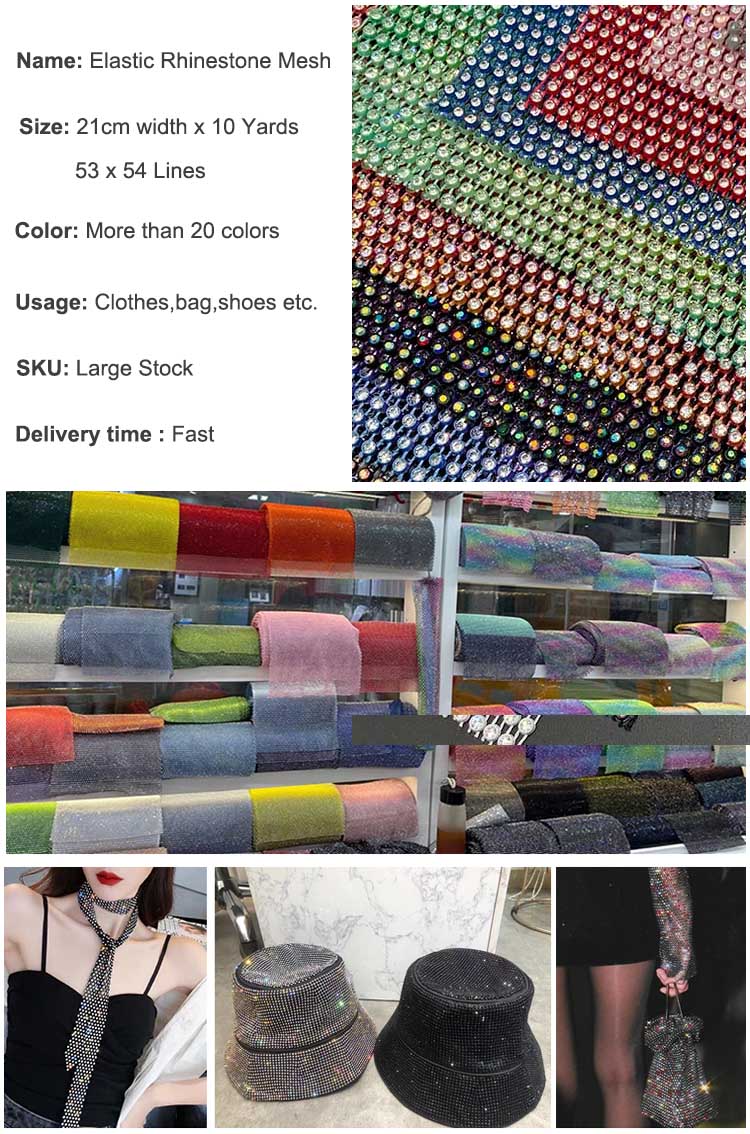 54 Rows Plastic Crystal Diamond Black Mesh Wrap: Sparkle Bling Ribbon ...