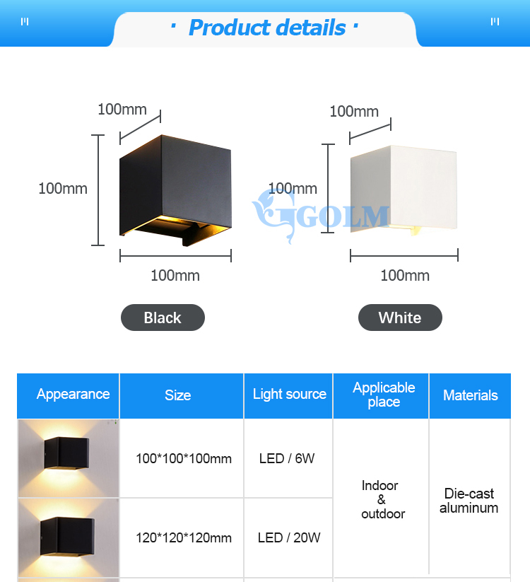 6w Modern Ip65 Waterproof Square Led Wall Light, High Quality 6w Modern ...