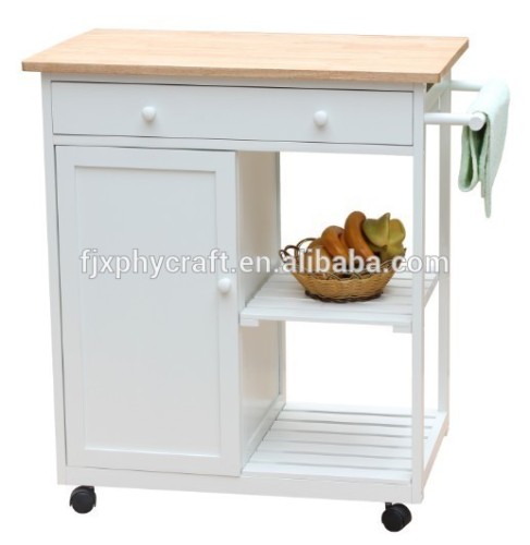 Mdf Kitchen Trolley With Rubber Wood Top, High Quality Mdf Kitchen ...