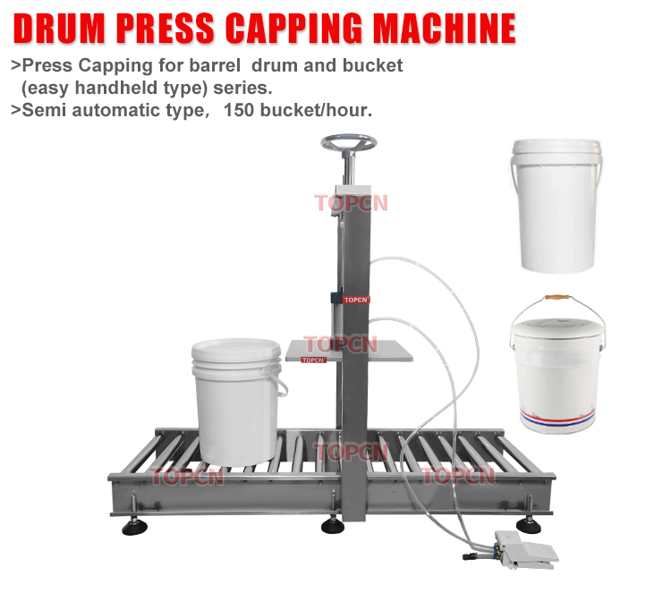 Pneumatic Barrel Paint Bucket Capping Machine For Plastic Pails And ...