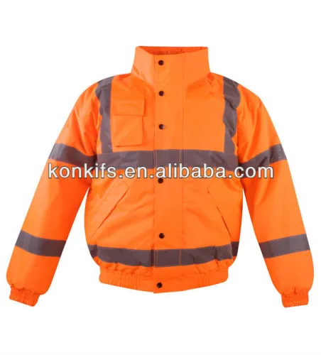 Hi Visibility Bomber Jacket/orange Color Safety Jacket With Reflective ...