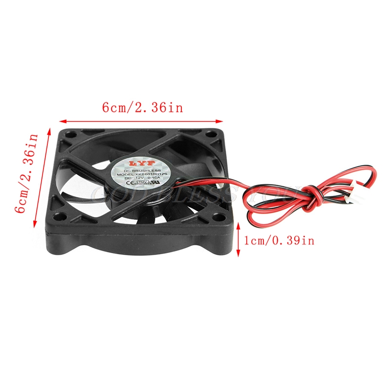 Dc 12v 2-pin 60x60x10mm Pc Computer Cpu System Sleeve-bearing Cooling Fan 6010 Drop Shipping ...
