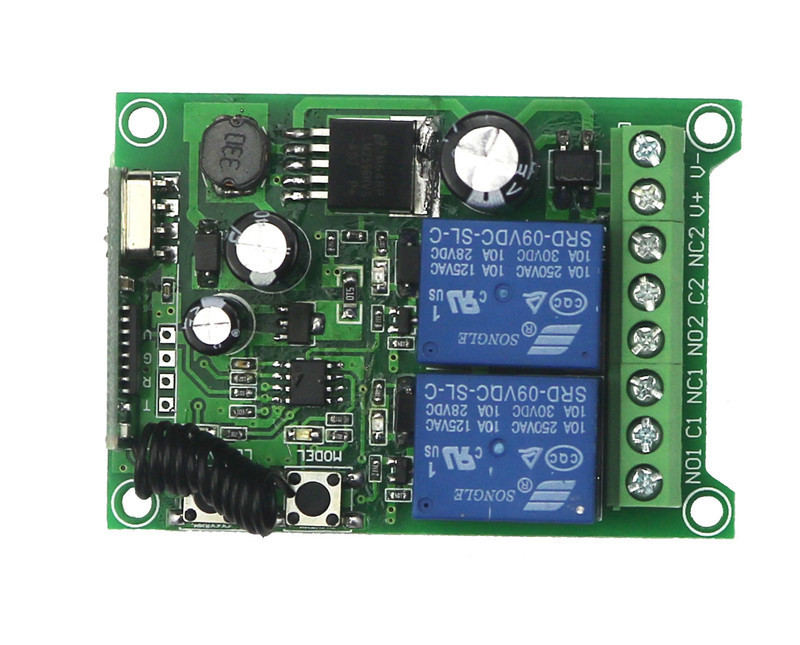 2ch 10a Relay Receiver Module With Rf Remote Transmitter - Wireless Dc ...