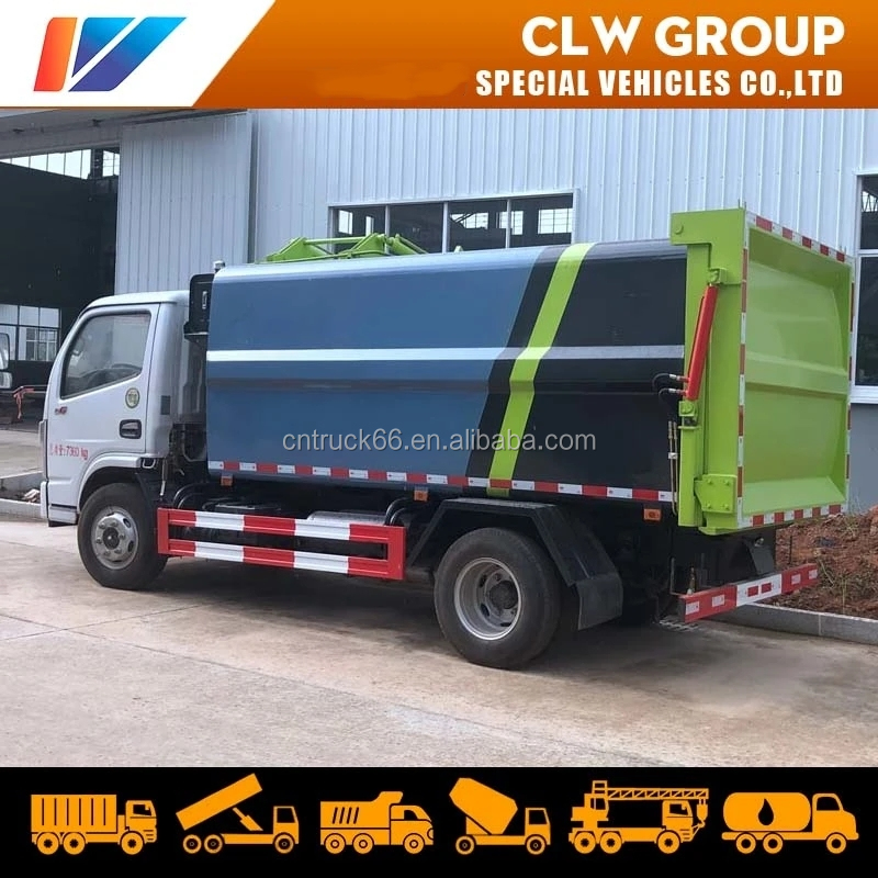 Dongfeng 5cbm/5000l Side Loading Compactor Refuse Truck Hydraulic ...