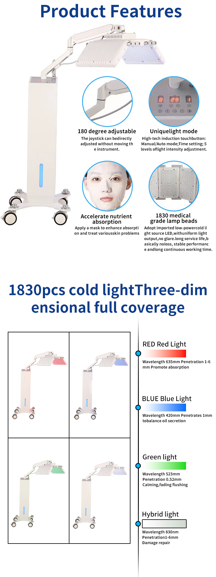 Red Light Phototherapy Led Face Mask For Female Beauty Products, High ...