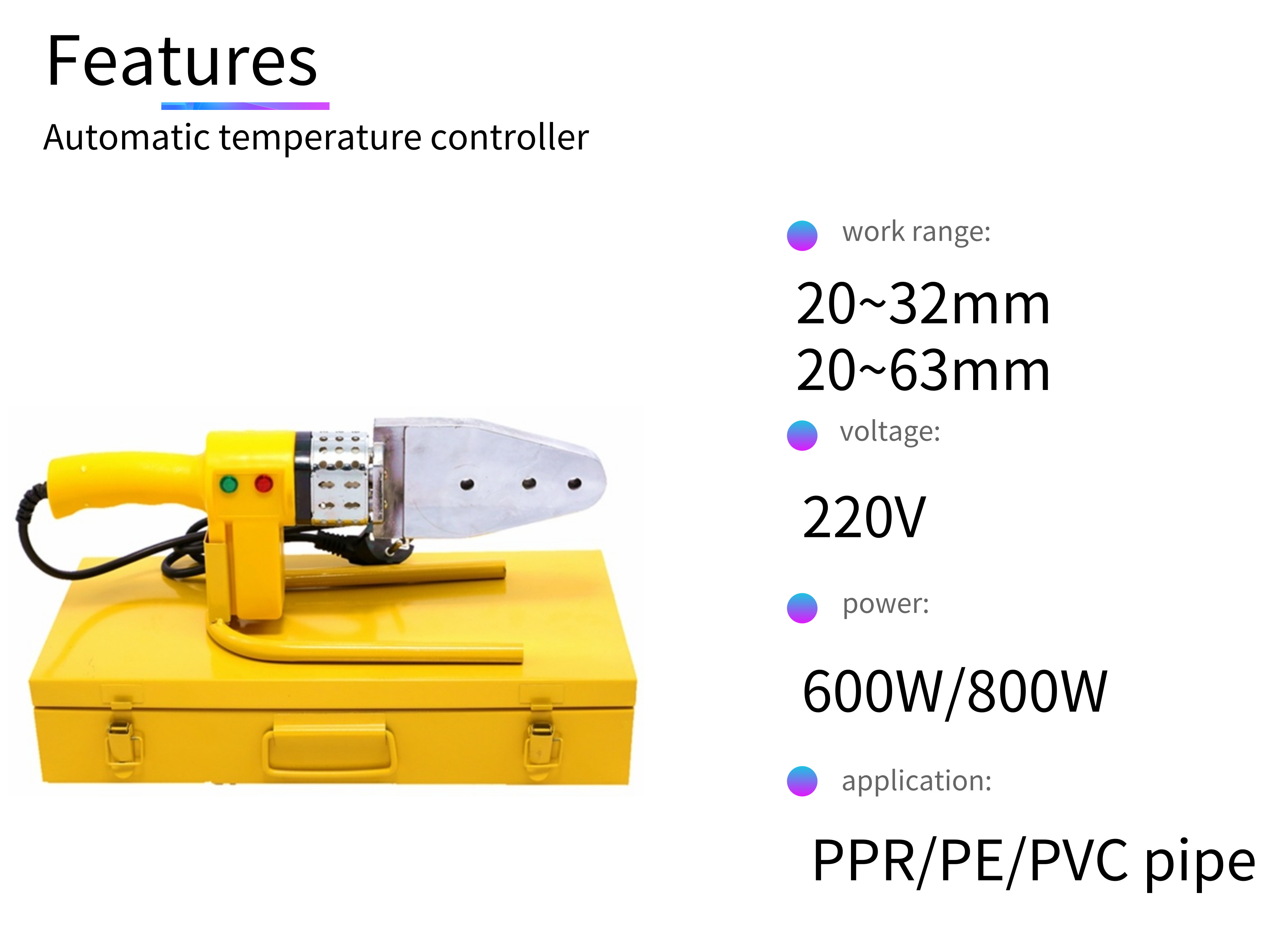 Ppr Pipe Heat Fusion Welding Machine Tools, High Quality Ppr Pipe Heat ...