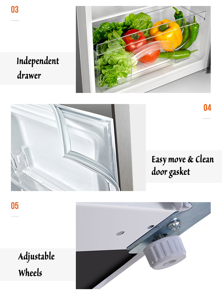 218l Solar-powered Double-door Dc Compressor Upright Fridge, High ...