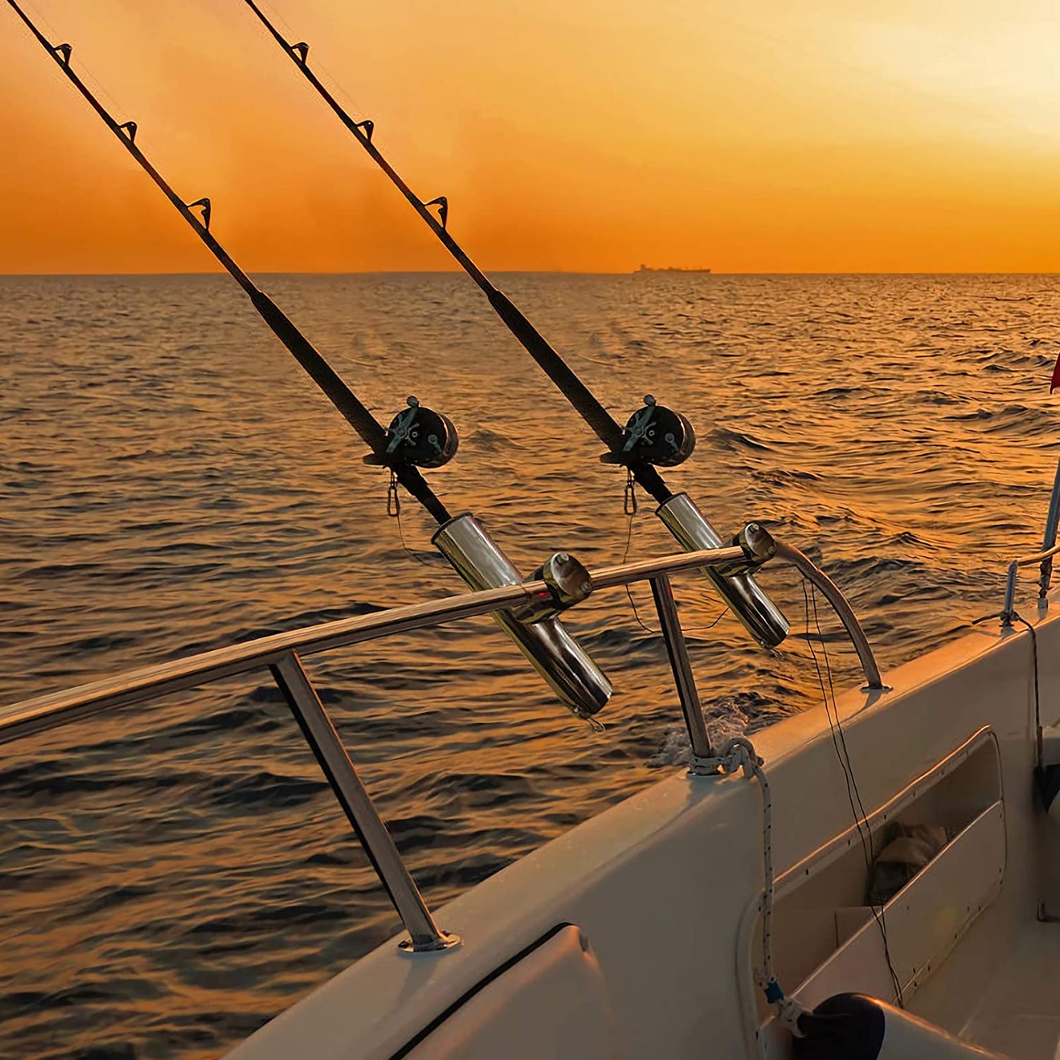 Stainless Rail Mount Clamp-on Fishing Rod Holder For Rails 1-1/4" To 2 ...