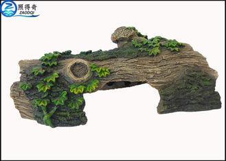 Hollow Log Tree Aquarium Ornament With Green Plants , Cust, High ...