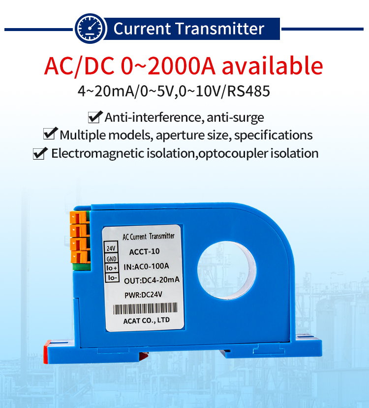 Hall Effect Current Sensor Transmitter For Ac/dc Mains With 4-20ma And ...