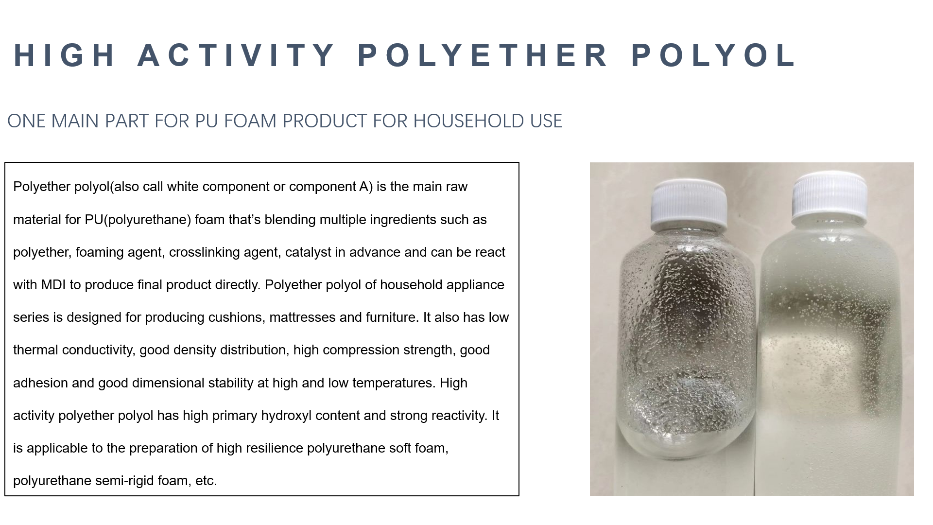 Hosome High Activity Polyether Polyol For Household Foam Products Cas ...