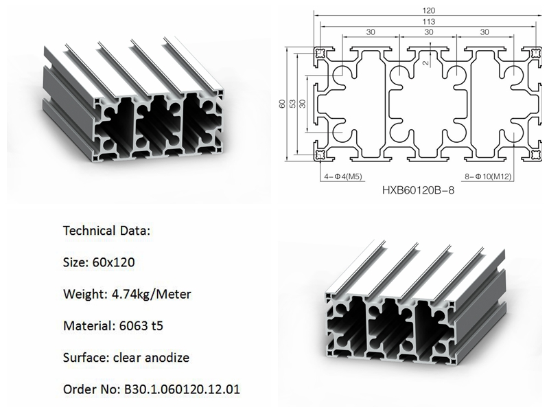 Factory Price 60x120 T Slot Aluminium Profile For Industry Assembly ...