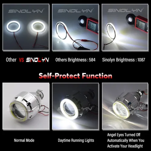 Sinolyn Hid Projector Headlight Lenses Angel Eyes Bi-xenon Lens Full ...